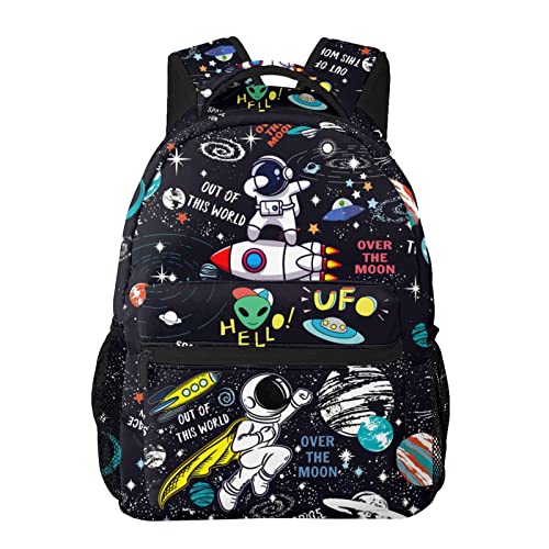 HONGHONGKANG Space Astronauts Backpack for Men Boys Waterproof Adjustable Strap Travel Laptop Backpack with Side Pockets,One Size