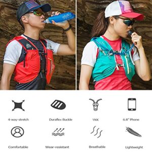 AONIJIE 5L/12L Men Women Running Vest Pack Hydration Backpack Outdoor Sports Bag for Marathon Cycling Hiking (12L# Black&Blue+2 Pcs Soft Flasks (450ml), M/L(35.43-40.15 inch))