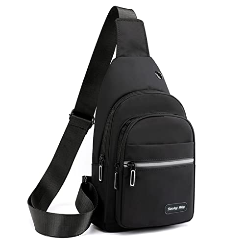 Seoky Rop Sling Bag Crossbody Backpack for Men Women Small Chest Shoulder Bag for Travel Hiking Daypack Black