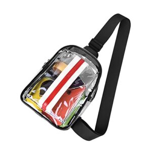 Clear Sling Bag Stadium Approved Cute Fashion Crossbody Clear Backpack with Adjustable Strap for Work Travel Sports and Concerts (Black)