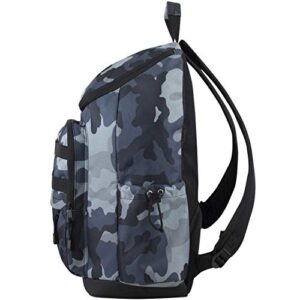 FUEL Multi-Pocket Cargo Backpack with High Capacity Top-Loader Entry, Black/Midnight Blue/Camo