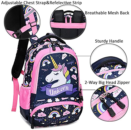 Girls School Backpacks with Lunch Box Unicorn Backpack School bag 3 in 1 Bookbag Set for 8+ Years Old Elementary