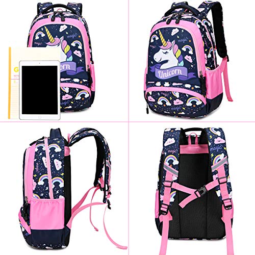 Girls School Backpacks with Lunch Box Unicorn Backpack School bag 3 in 1 Bookbag Set for 8+ Years Old Elementary