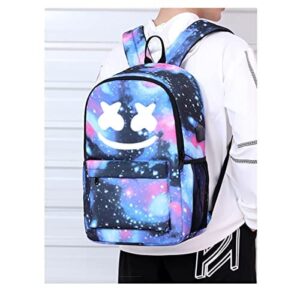 Smile Luminous Backpack with USB Charger Port & Headphone Port, DJ Music Laptop Backpack, Birthday Gifts for Teens and Adult (Sky)