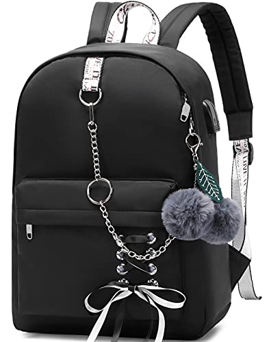 Spotted Tiger School Backpack for Girls Backpack School Bag Bookbag Cute Travel Backpack for Teen Girls Women (Black)