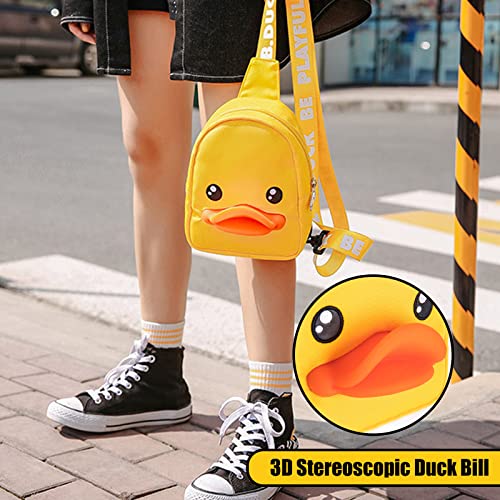 Cartoon Duck Crossbody Chest Backpack - Sturdy Durable Sling Bag Shoulder Bag Multipurpose Chest Bag Adjustable Shoulder Straps Easy Clean Suitable for Daily,Travel,School