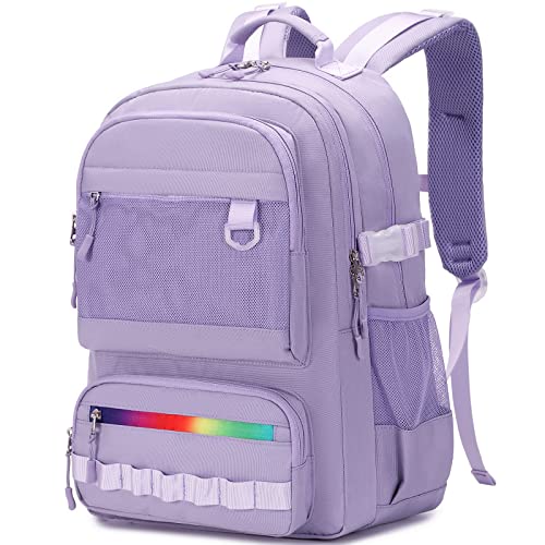 Harlang multi-function Backpack for teens, Laptop Backpack Fit 15.6 Inch, Classic Bookbag with Multi Pockets, Durable for School & Travel & Business - Purple