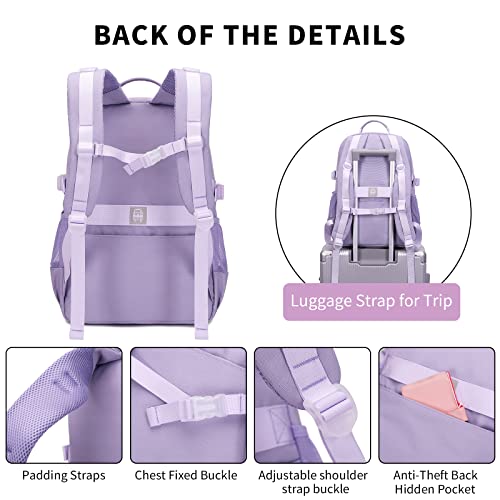 Harlang multi-function Backpack for teens, Laptop Backpack Fit 15.6 Inch, Classic Bookbag with Multi Pockets, Durable for School & Travel & Business - Purple