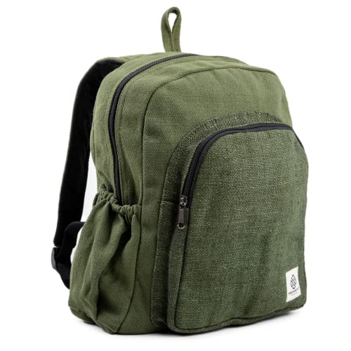 Mini Hemp Backpack Bag - Eco Friendly Durable Green by Freakmandu