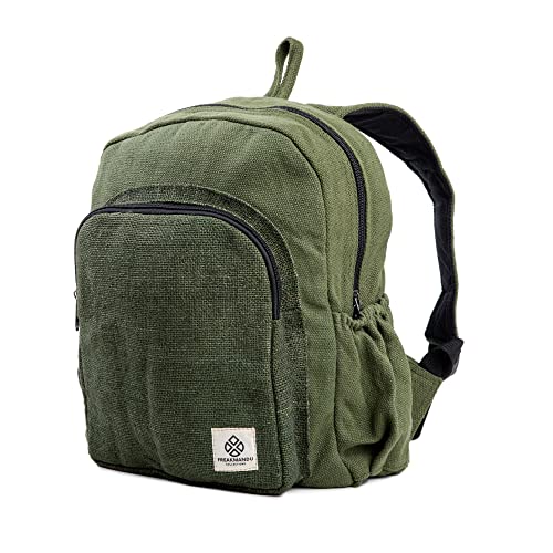 Mini Hemp Backpack Bag - Eco Friendly Durable Green by Freakmandu