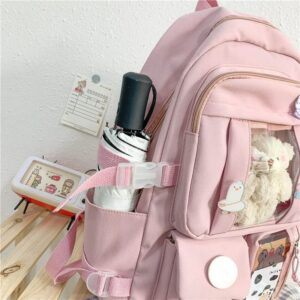 CHERSE Kawaii School Backpack for Teen Girls Back to School Aesthetic Cute Adorable Lovely with Kawaii Pin and Cute Accessory (White)