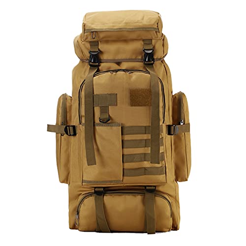 70L Waterproof Hiking Daypack Large Hiking Backpack, Hunting Camping Rucksack Backpack for Men Outdoor Sports Backpack (Desert color(Pocket))