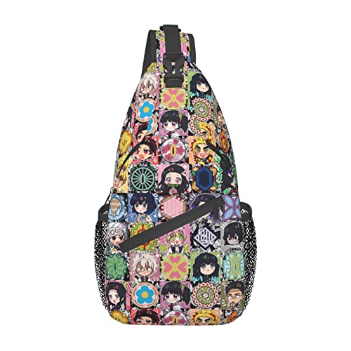 Anime Crossbody Sling Backpack Lattice Sling Bag Travel Hiking Chest Bag Daypack For Purses Shoulder Bag Women Men'S