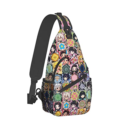 Anime Crossbody Sling Backpack Lattice Sling Bag Travel Hiking Chest Bag Daypack For Purses Shoulder Bag Women Men'S