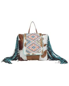 myra bag women’s southwestern hair-on hide fringe backpack multi one size