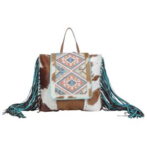 Myra Bag Women's Southwestern Hair-On Hide Fringe Backpack Multi One Size