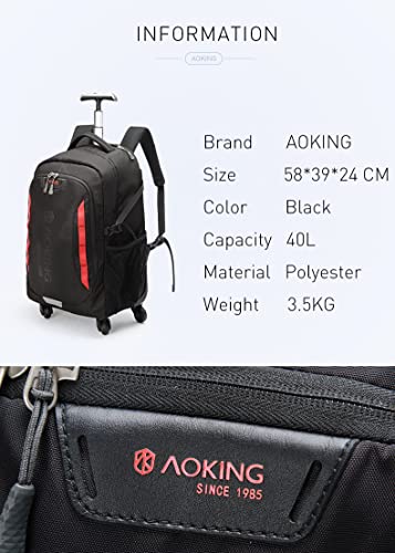 AOPMGOE AOKING 20/22″Water Resistant Rolling Wheeled Backpack Laptop Compartment Bag(22 inch, Black)