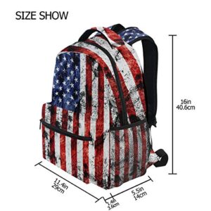 American Flag Print Backpack Patriotic USA School Bookbag for Boys Girls Computer Backpacks Book Bag Travel Hiking Camping Daypack