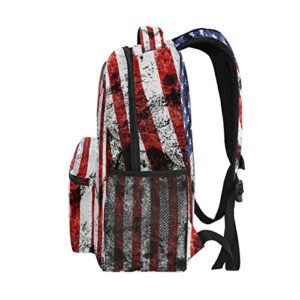 American Flag Print Backpack Patriotic USA School Bookbag for Boys Girls Computer Backpacks Book Bag Travel Hiking Camping Daypack