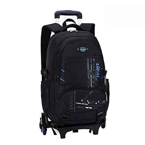 Voici et Voila Large Trolley Schoolbag Rolling Laptop Wheeled Backpack with wheels for Boys College School Rucksack Men's Backpack Teens Blue