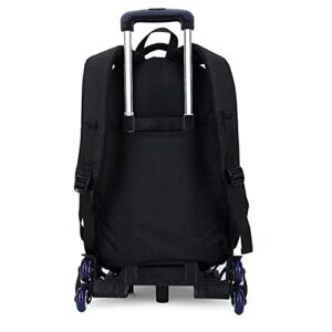 Voici et Voila Large Trolley Schoolbag Rolling Laptop Wheeled Backpack with wheels for Boys College School Rucksack Men's Backpack Teens Blue