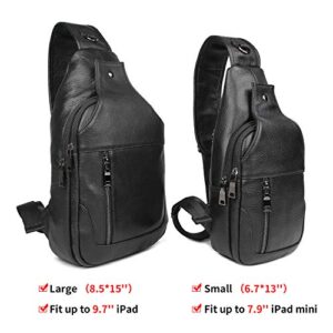 Full Grain Leather Crossbody Sling Bag Chest Backpack Outdoor Travel Hiking Sports Daypacks