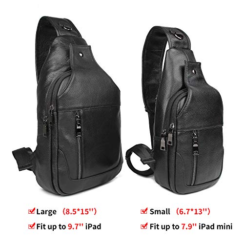 Full Grain Leather Crossbody Sling Bag Chest Backpack Outdoor Travel Hiking Sports Daypacks