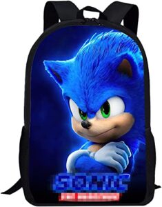 lmucyisyis cartoon the hedgehog backpack, anime blue hedgehog schoolbag large capacity bookbag durable daypack outdoor travel laptop bag for boys girls teens gift 17 inch (cartoon 2)