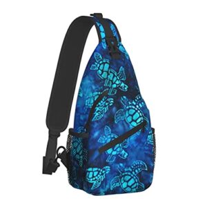 Sling Backpack,Crossbody Sling Bag For Men Women Travel Hiking Daypacks Pattern Rope Chest Shoulder Daypack (Sea Turtle)