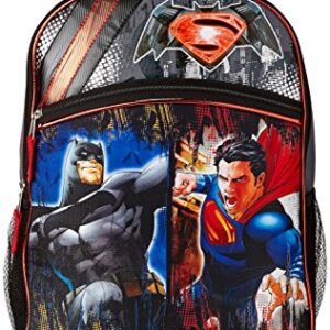 Warner Brothers Boys' Batman Vs. Superman Backpack Bundle, GREY/BLACK, 16" X 12" X 5"