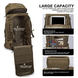 Mardingtop 28L+75L Molle Hiking Tactical Backpack Khaki