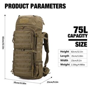 Mardingtop 28L+75L Molle Hiking Tactical Backpack Khaki