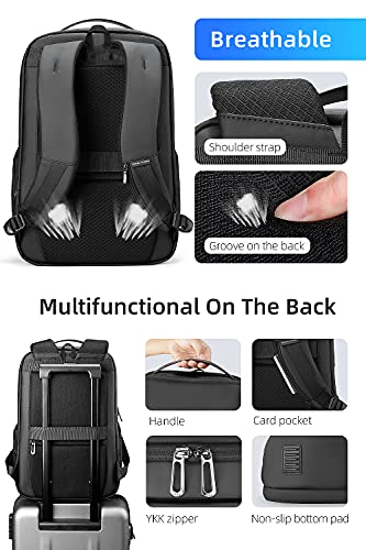 Backpack For Men Fit 15.6’’ Laptop Work Bookbags With Usb Charging Port,Flight Approved Carry On Backpack,Black