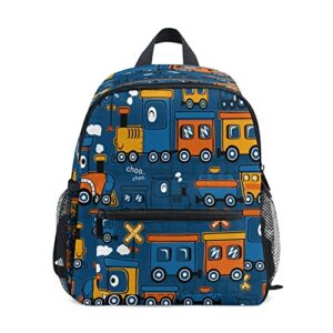 funny steam train toddler backpack for boy’s/girl’s cute children kindergarten school book bag with chest strap cartoon train