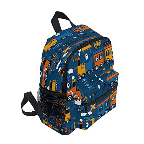 Funny Steam Train Toddler Backpack for Boy's/Girl's Cute Children Kindergarten School Book Bag with Chest Strap Cartoon Train