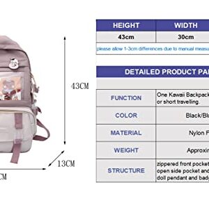 Kawaii Backpack Aesthetic Laptop Bag Large Capacity School Bag 17in Cute Bookbag Backpacks for Girls with Badge&Cute Pendant Pink1