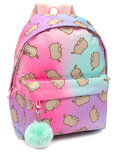 Pusheen Backpack Cat Pom Pom Keyring Pink Rucksack 16”