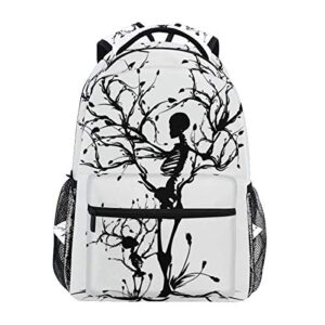 backpack black day of the dead skull pattern adults school bag casual college bag travel zipper bookbag hiking shoulder daypack for women men