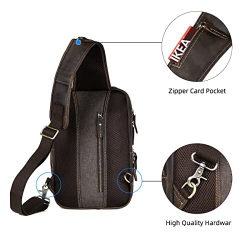 Hespary Vintage Genuine Leather Sling Crossbody Backpack Shoulder Bag for Men Fits 12.9" iPad