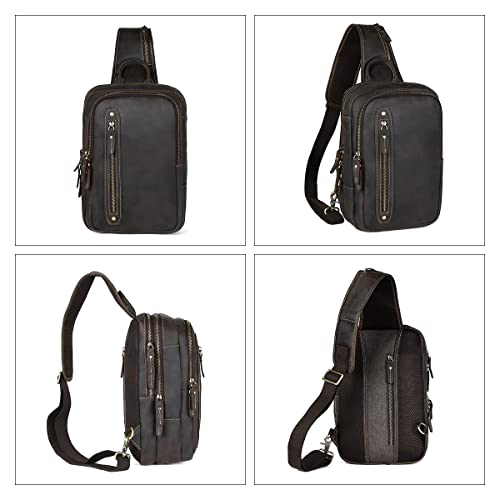 Hespary Vintage Genuine Leather Sling Crossbody Backpack Shoulder Bag for Men Fits 12.9" iPad