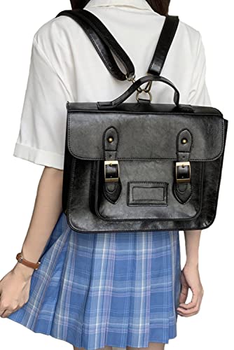 Duwseal Unisex Wednesday Addams Backpack Wednesday school bag Black Leather Adjustable Backpack (Wednesday, onesize)