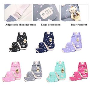 3Pcs Girl Backpack Sets Cute Cartoon Rabbit Prints Elementary Students Daypack Primary Schoolbag Kids Knapsack for School