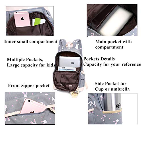 3Pcs Girl Backpack Sets Cute Cartoon Rabbit Prints Elementary Students Daypack Primary Schoolbag Kids Knapsack for School