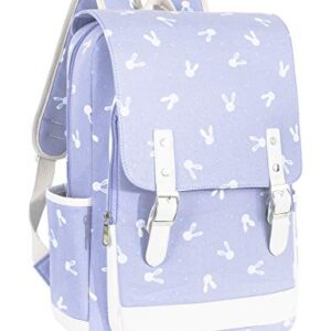 Leaper Bunny Backpack Laptop Backpack Rabbit Bag School Bag Satchel Purple L