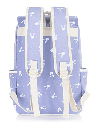 Leaper Bunny Backpack Laptop Backpack Rabbit Bag School Bag Satchel Purple L