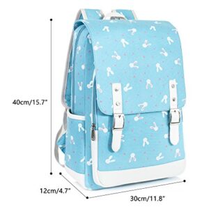 Leaper Bunny Backpack Laptop Backpack Rabbit Bag School Bag Satchel Purple L