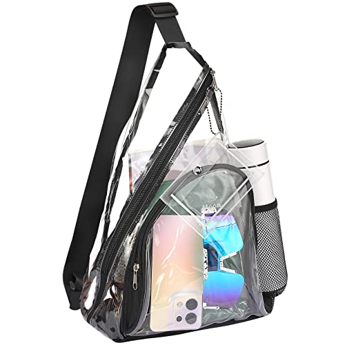 JULMELON Clear Sling Bag Stadium Approved Clear Crossbody Bag Stadium Approved with Adjustable Strap