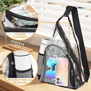 JULMELON Clear Sling Bag Stadium Approved Clear Crossbody Bag Stadium Approved with Adjustable Strap