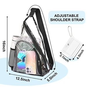 JULMELON Clear Sling Bag Stadium Approved Clear Crossbody Bag Stadium Approved with Adjustable Strap