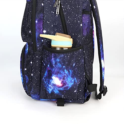 GLOOMALL Starry Sky Kids Trolley Rolling Backpack Primary School Bookbag with Wheels Travel Luggage (Black White Starry Sky)